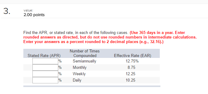 Solved Find the APR. or stated rate, in each of the | Chegg.com