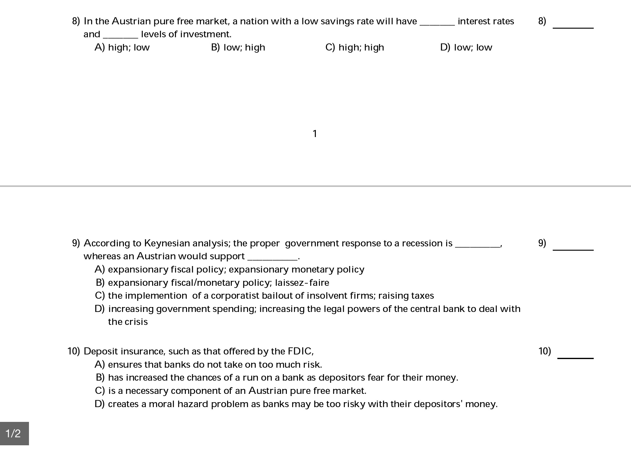 In the Austrian model, an artificial increase in | Chegg.com