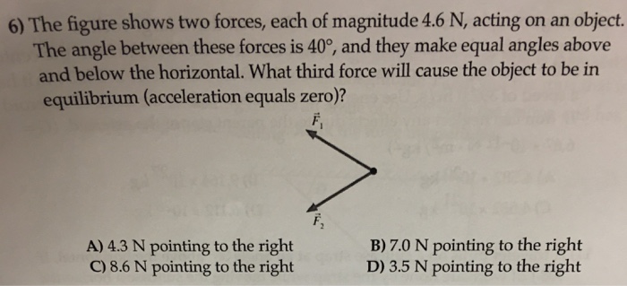 Solved 6) The figure shows two forces, each of magnitude 4.6 | Chegg.com Solved 6) The figure shows two forces, each of magnitude 4.6 | Chegg.com