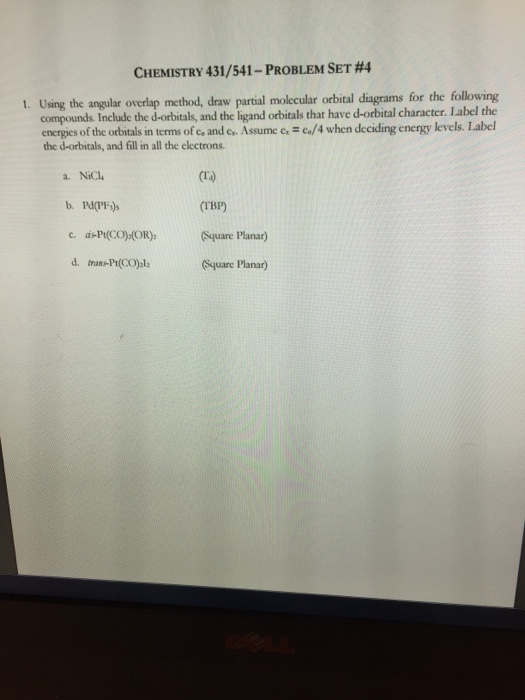 Solved Using the angular overlap method, draw partial | Chegg.com