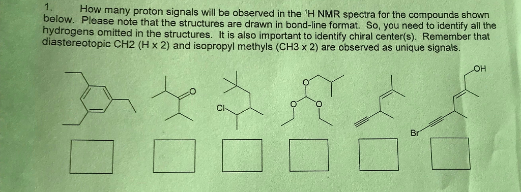 Solved How many proton signals will be observed in the 'H | Chegg.com