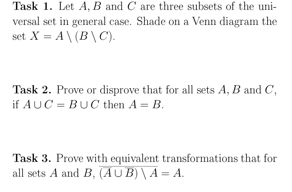 Solved Let A, B and C are three subsets of the universal set | Chegg.com