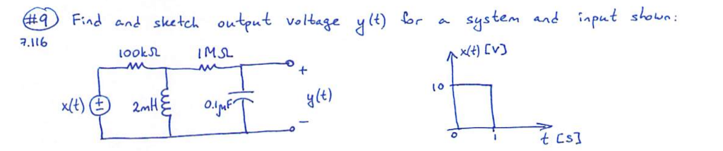 Solved Find and sketch output voltage y(t) for a system and | Chegg.com