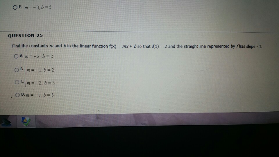 Solved Find The Constants M And B In The Linear Function Chegg