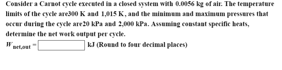 Solved Consider a Carnot cycle executed in a closed system | Chegg.com