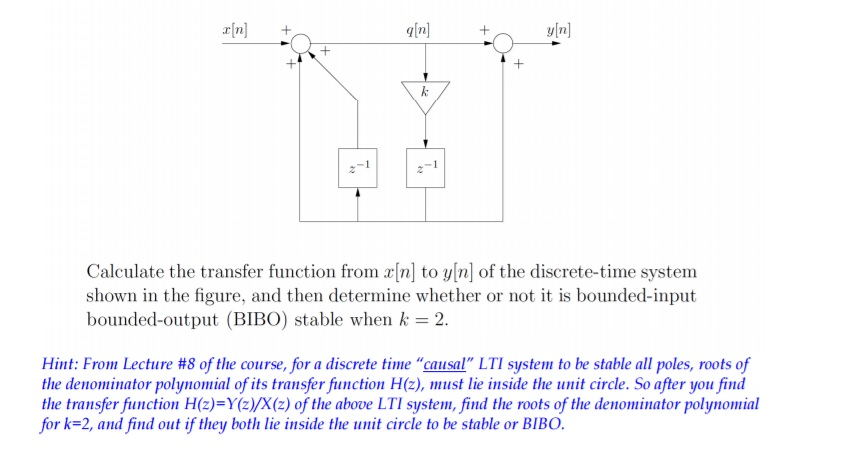 Solved Calculate the transfer function from x[n] to y[n] of | Chegg.com