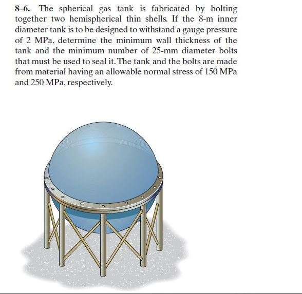 Solved The spherical gas tank is fabricated by bolting | Chegg.com