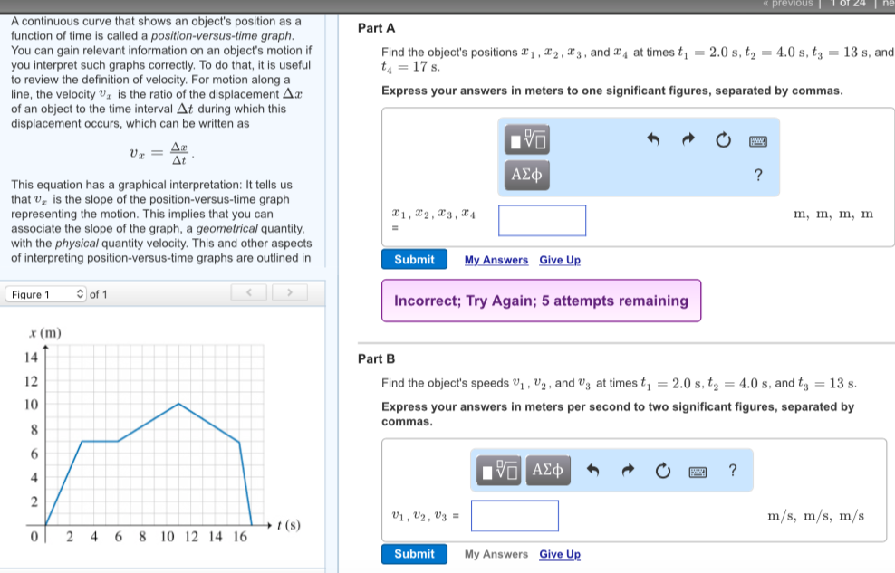 Solved A continuous curve that shows an object's position as | Chegg.com