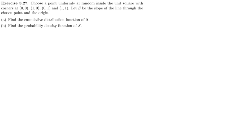 Solved Choose a point uniformly at random inside the unit | Chegg.com