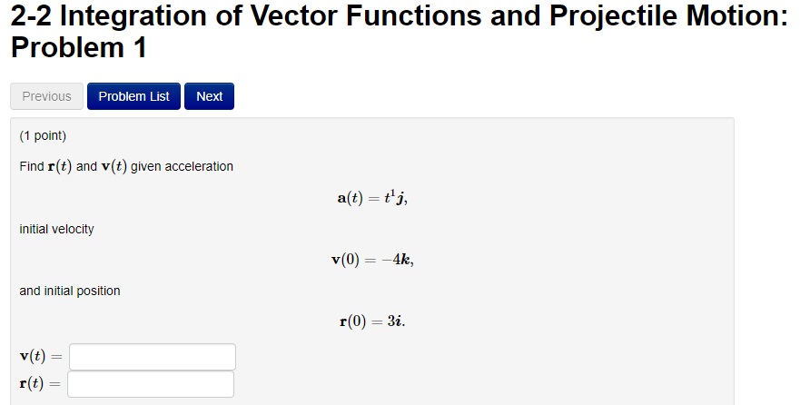 Solved 2-2 Integration of Vector Functions and Projectile | Chegg.com