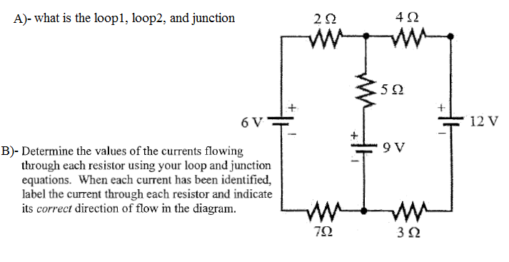 Solved A what is the loop1, loop2, and junction 6 V B- | Chegg.com