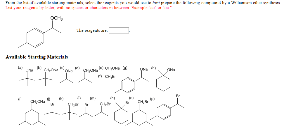 Solved From the list of available starting materials, select | Chegg.com