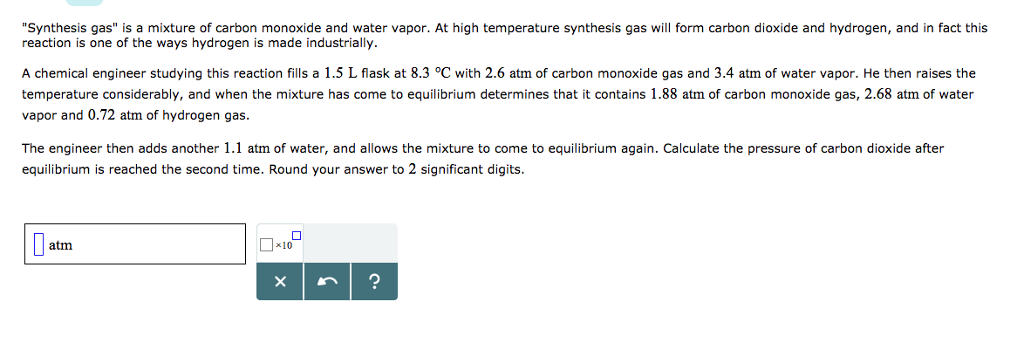 Solved "Synthesis gas" is a mixture of carbon monoxide and | Chegg.com