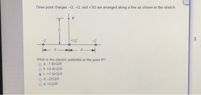 Solved Three point charges -Q, -Q, and +3Q are arranged | Chegg.com