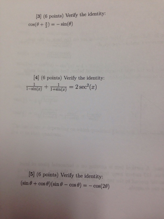 Solved Verify the identity: cos(theta + pi/2) = -sin(theta) | Chegg.com Solved Verify the identity: cos(theta + pi/2) = -sin(theta) | Chegg.com