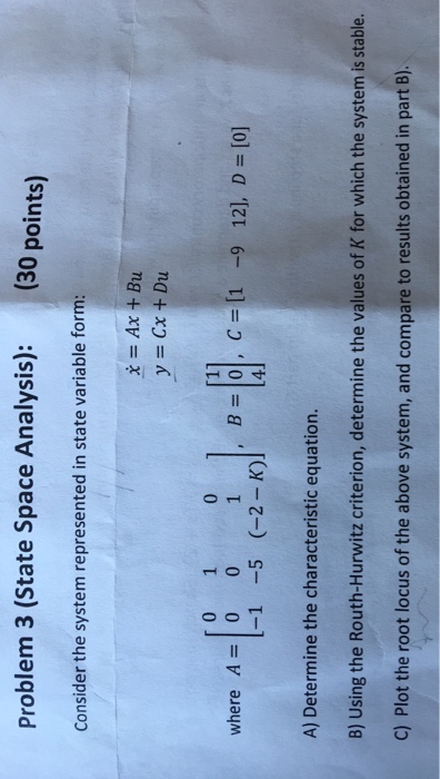 Solved Consider the system represented in state variable | Chegg.com