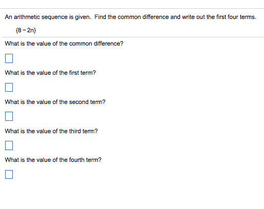Solved An arithmetic sequence is given. Find the common | Chegg.com