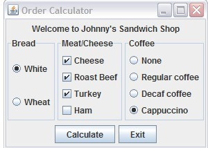 Solved Create a JAVA graphics program that displays an order | Chegg.com