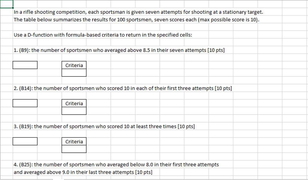 excel function needed for the following asap.You done | Chegg.com