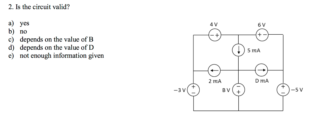 Solved Is the circuit valid? a) yes b) no c) depends on | Chegg.com