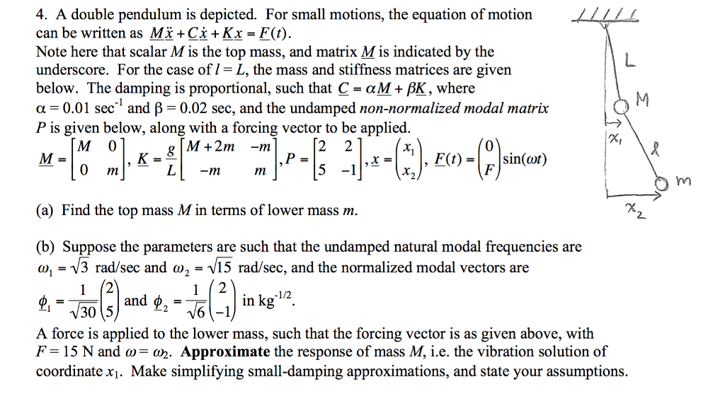 Solved A double pendulum is depicted. For small motions, the | Chegg.com