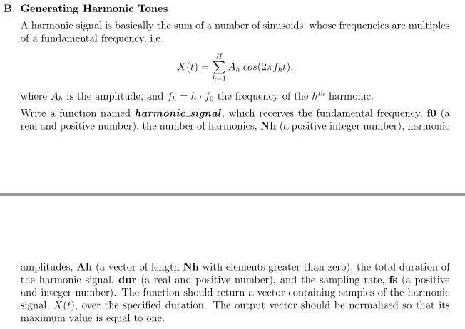 Solved B. Generating Harmonic Tones A harmonic signal is | Chegg.com