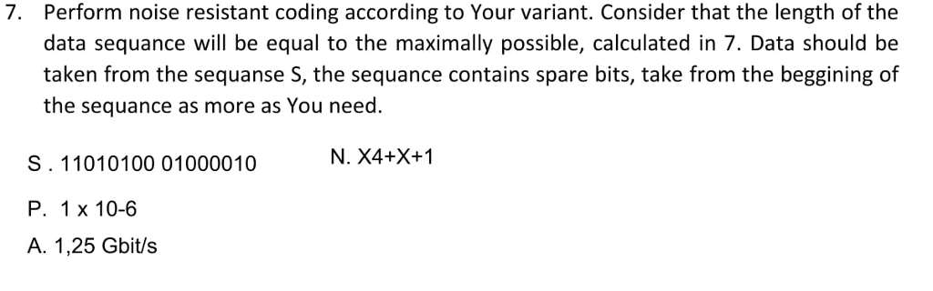 Solved Perform noise resistant coding according to Your | Chegg.com
