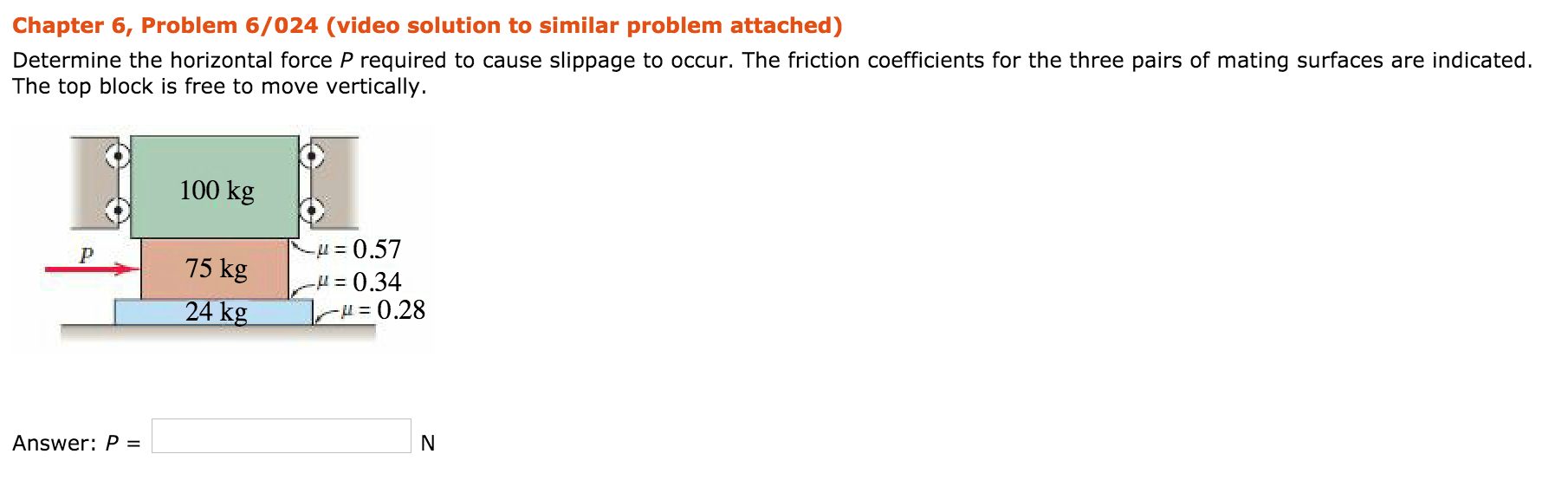 Solved Determine The Horizontal Force P Required To Cause