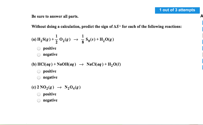 Solved Without doing a calculation, predict the sign of | Chegg.com