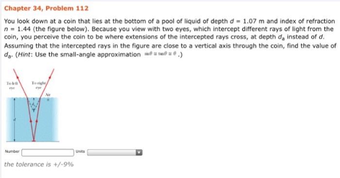 Solved You look down at a coin that lies at the bottom of a | Chegg.com