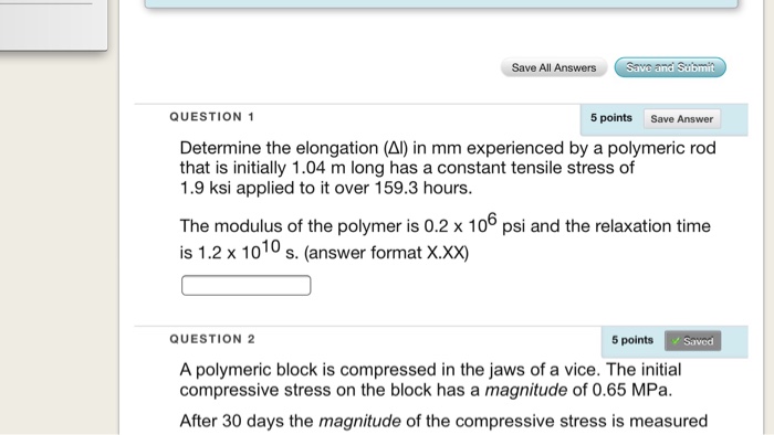 Solved Determine the elongation (delta l) in mm experienced | Chegg.com