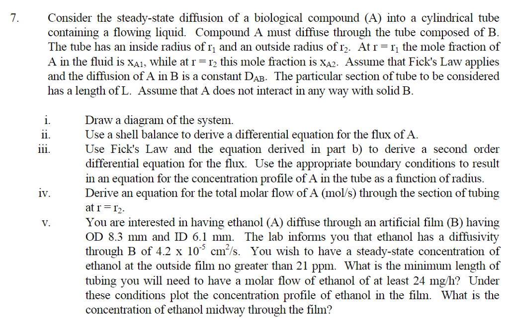 Consider the steady-state diffusion of a biological | Chegg.com