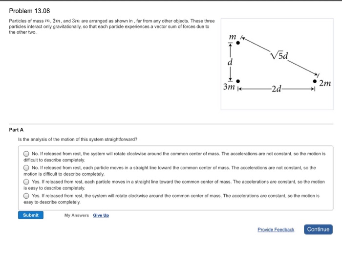 Solved Particles of mass m, 2m, and 3m are arranged as shown | Chegg.com
