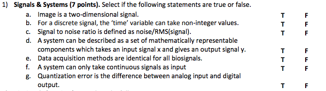 Solved Signals & Systems. Select if the following statements | Chegg.com