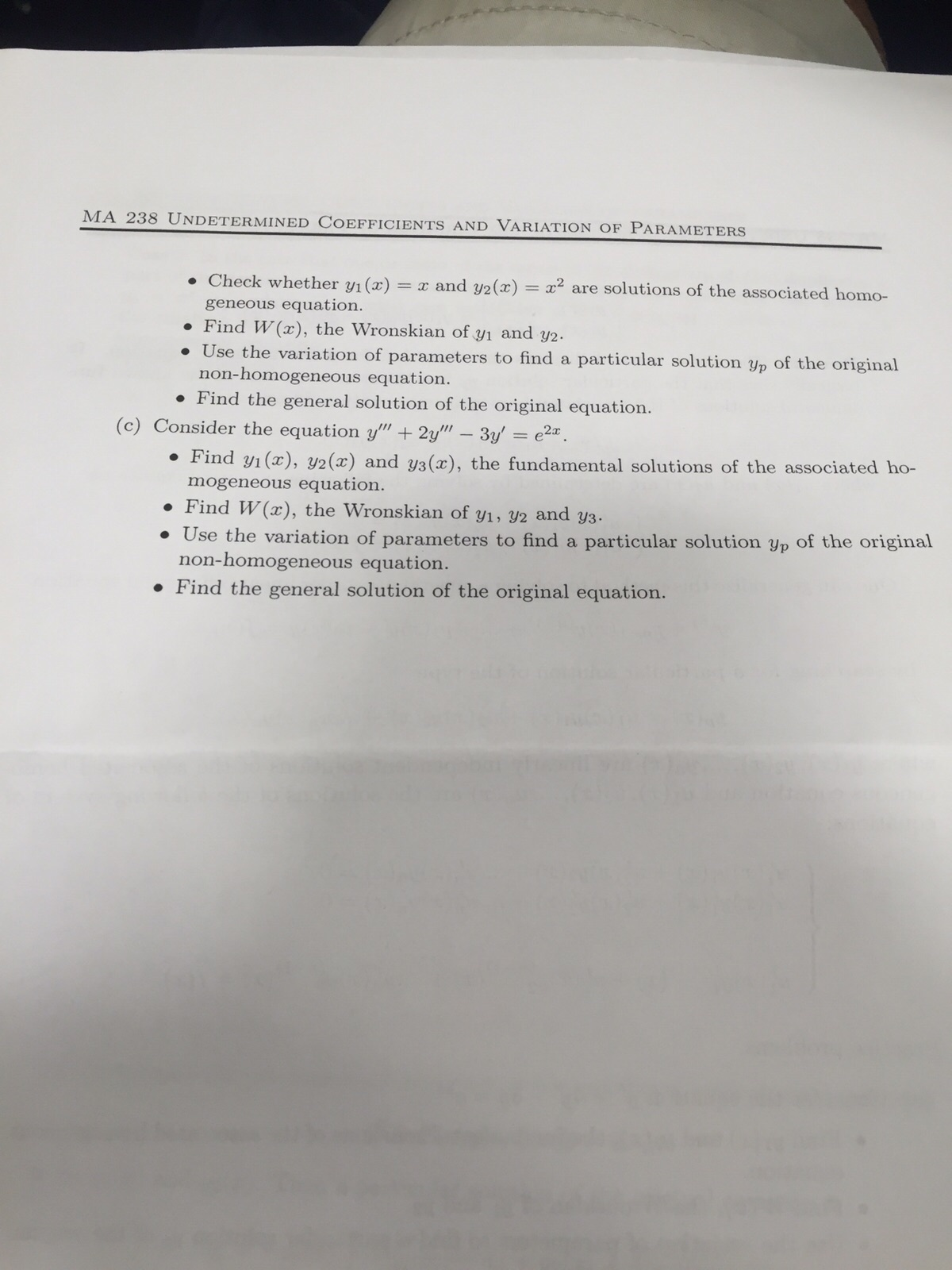 Solved Differential Equations Homework (just the practice | Chegg.com