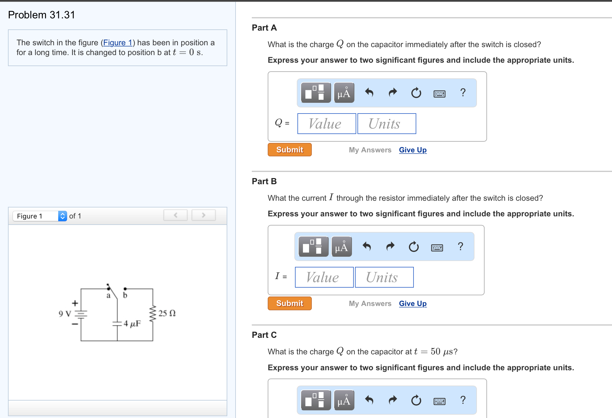 Solved The switch in the figure (Figure 1) has been in | Chegg.com