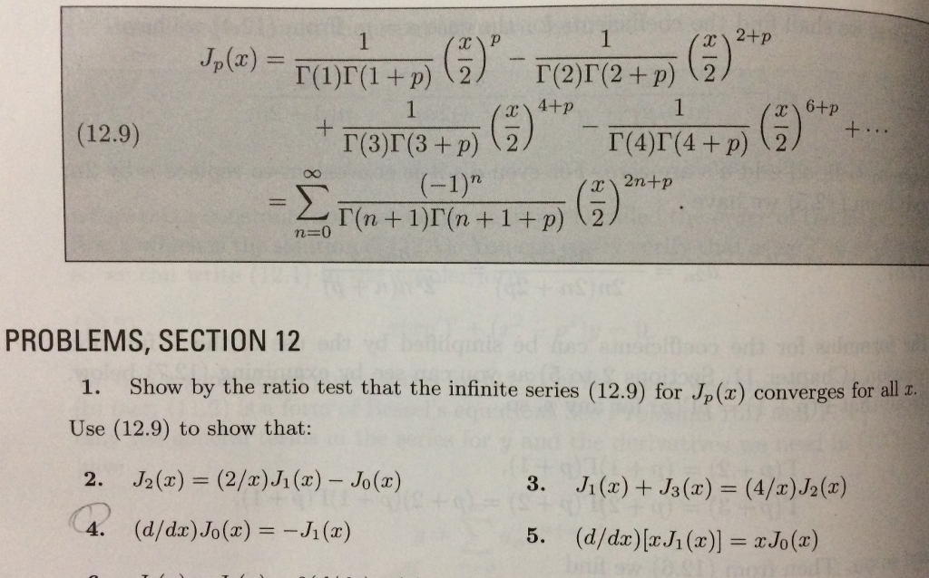 Solved Show by the ratio test that the infinite series for | Chegg.com