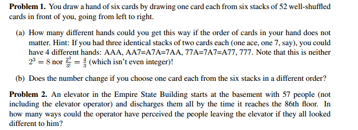 Solved Problem 1. You draw a hand of six cards by drawing | Chegg.com