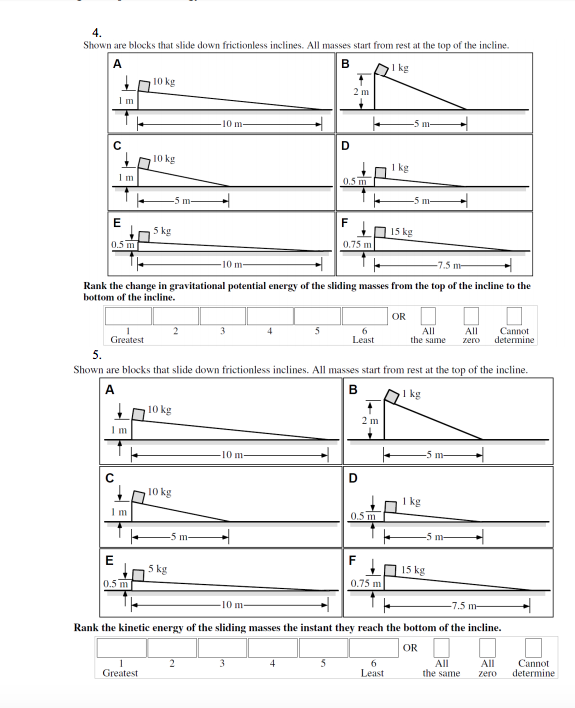 Solved 4 Shown are blocks that slide down frictionless | Chegg.com