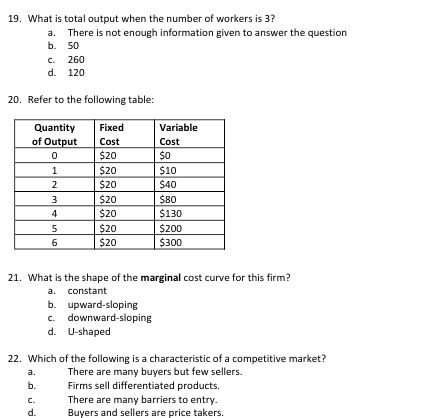 Solved 16. Refer to the following table for questions 17-19 | Chegg.com
