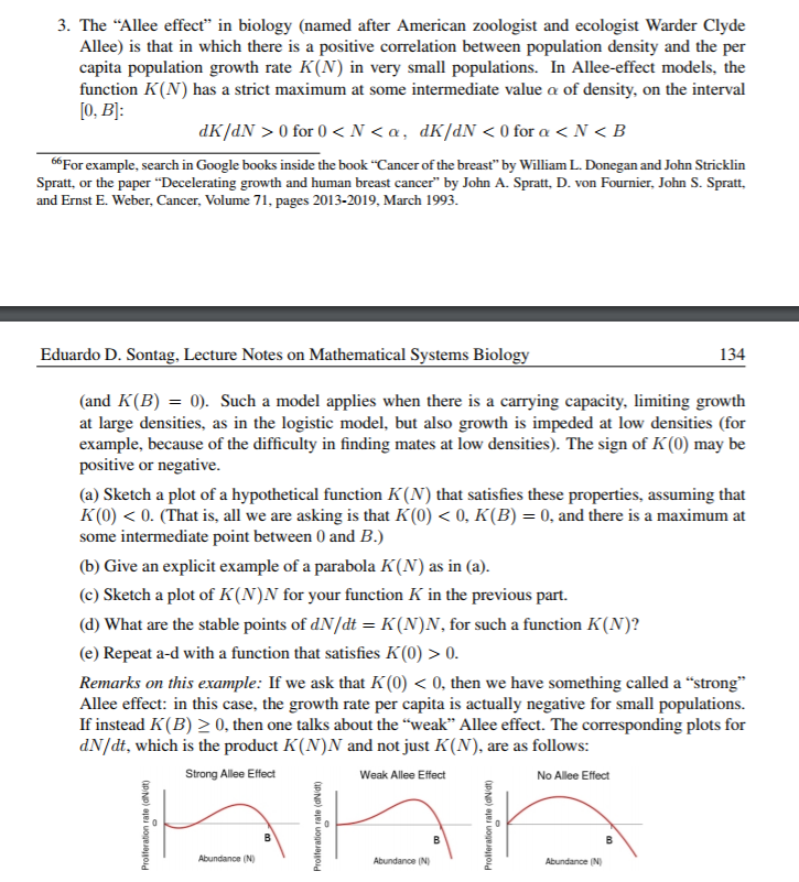 Solved 3. The "Allee effect in biology (named after American | Chegg.com