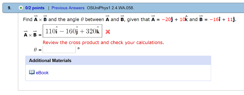 Solved Find A^vector times B^vector and the angle theta | Chegg.com