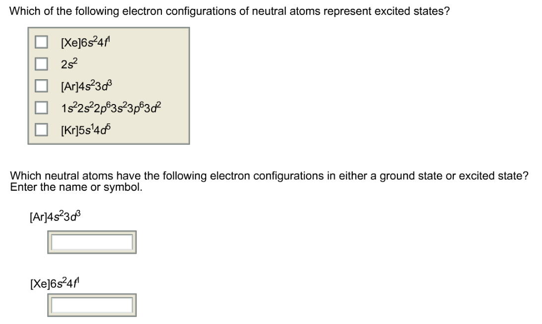 Solved Which of the following electron configurations of | Chegg.com