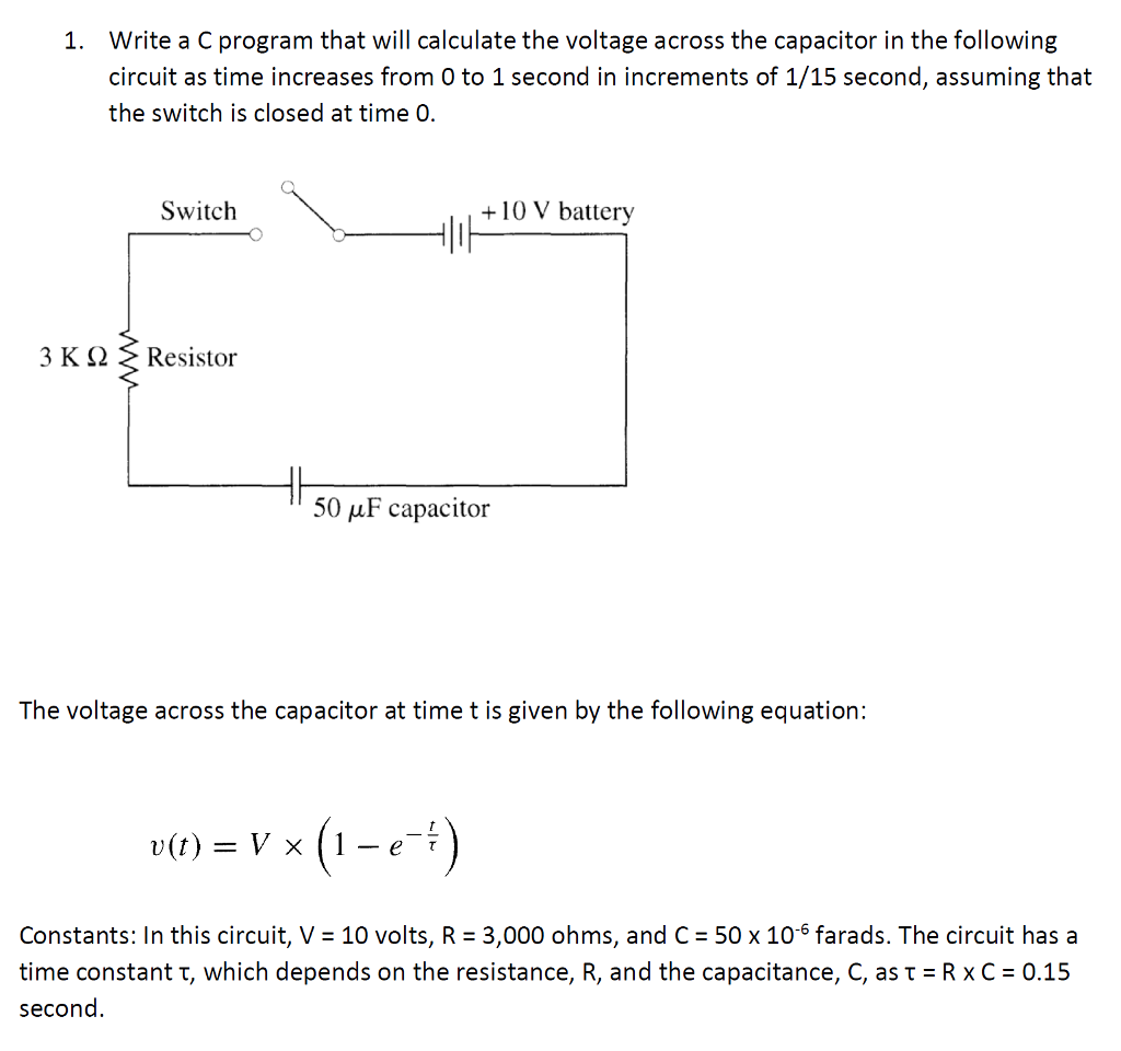 Solved Write a C program that will calculate the voltage | Chegg.com
