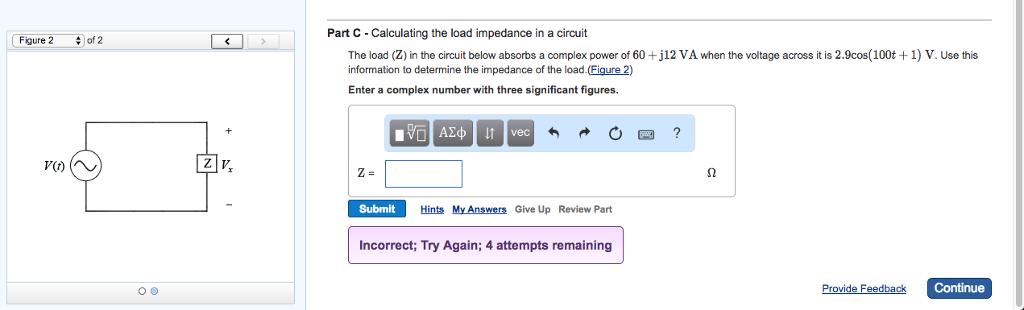 Solved Part C - Calculating the load impedance in a circuit | Chegg.com