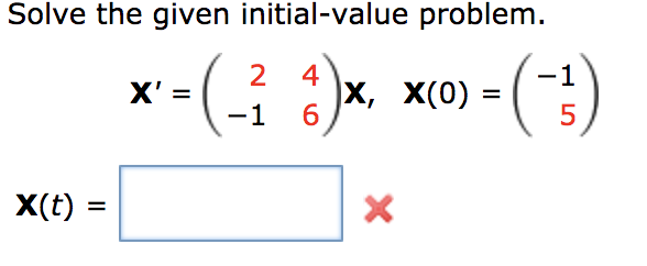 Solved Solve the given initial-value problem 1 2 4)X, X(0)=( | Chegg.com