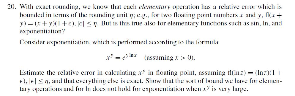 Solved 20. With exact rounding, we know that each elementary | Chegg.com