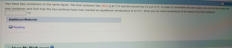 Solved You have two containers of the same liquid. The first | Chegg.com