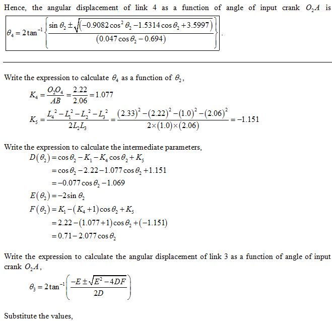 Solved For The Linkage In Figure P4 10 Calculate And Plot The Angular 1 Answer