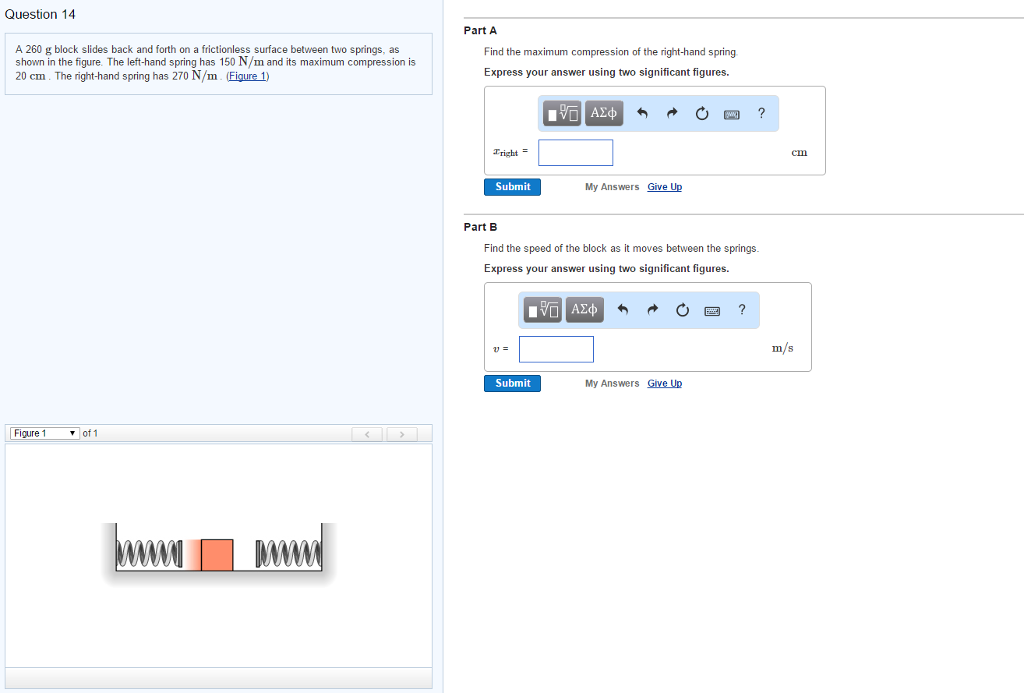 Solved A 260 g block slides back and forth on a frictionless | Chegg.com